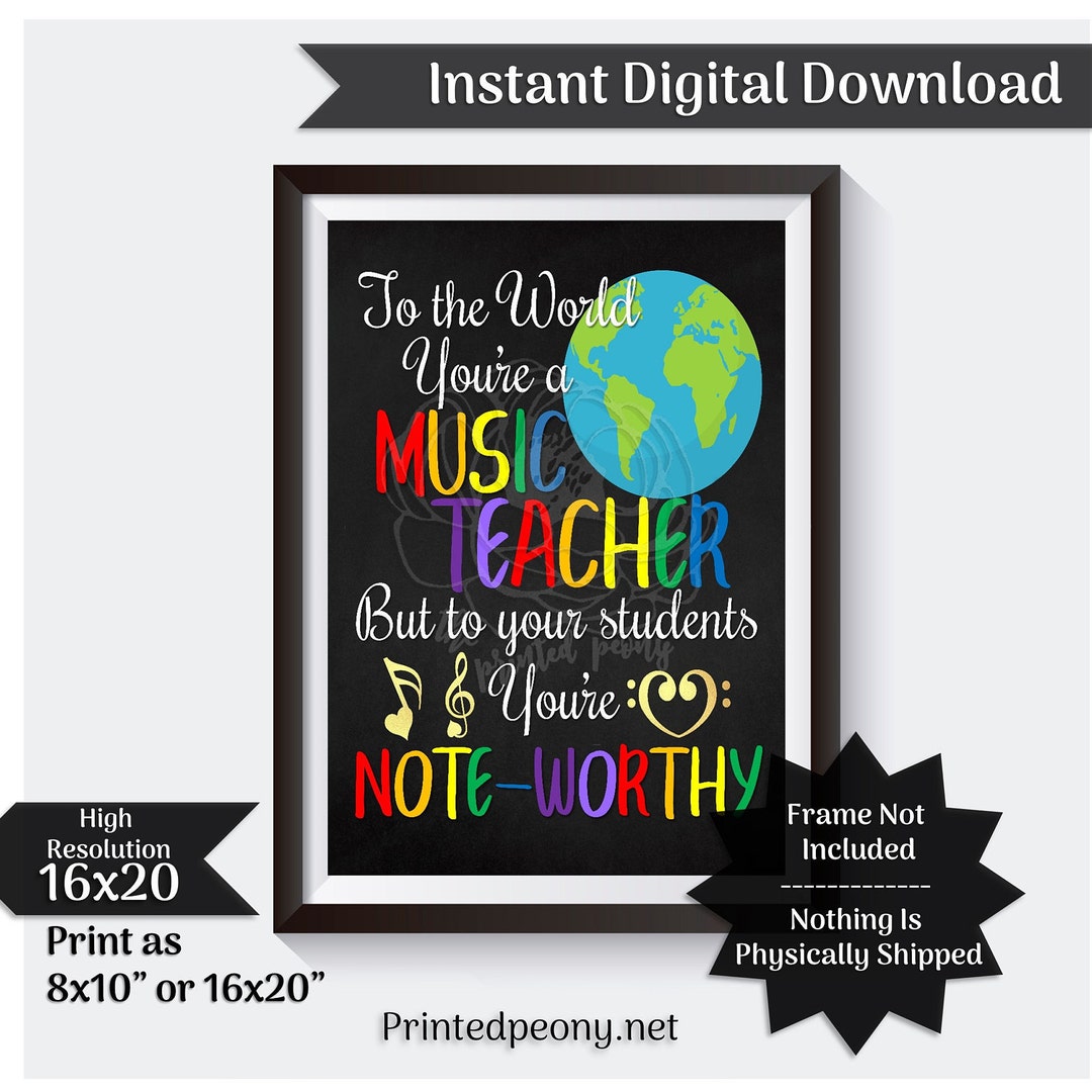 Music Teacher Gift Chalkboard Gift for Teacher Thank You Gift Teacher ...