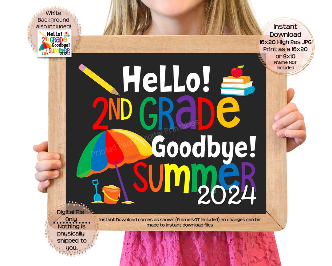 First Day of Second Grade Printable Sign First Day of School Sign 2nd ...