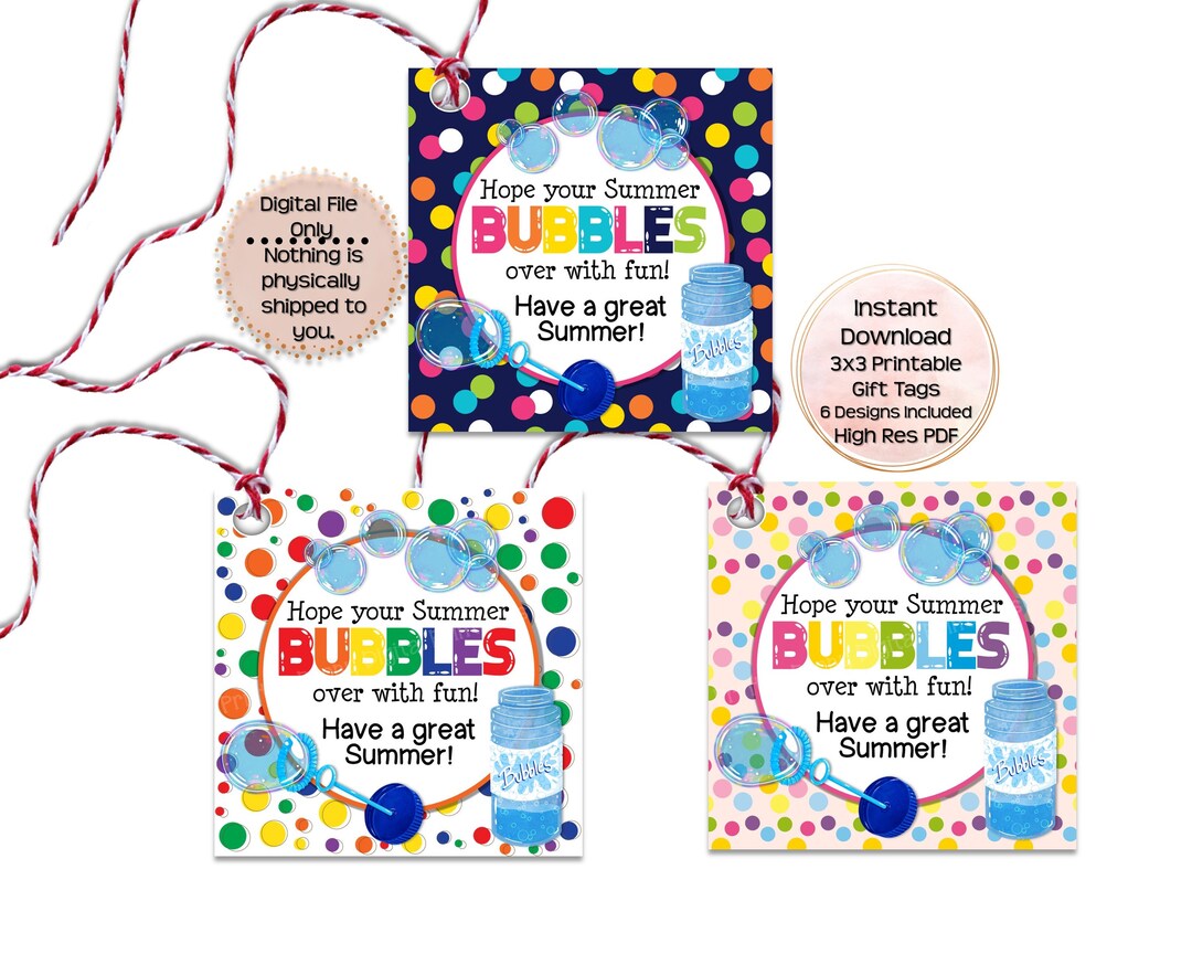 Bubbles Last Day of School Gift Tag Teacher End of School Gift Tag From ...