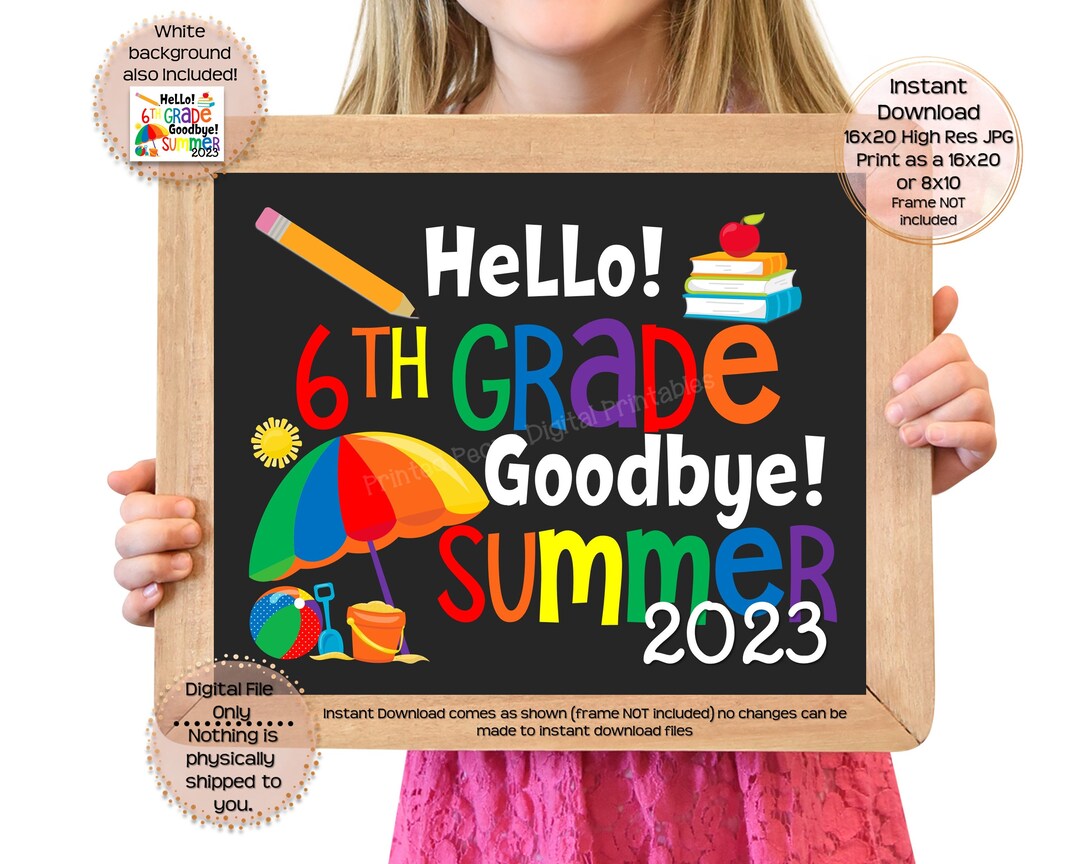 First Day of Sixth Grade Printable Sign 1st Day of School Sign 6th ...