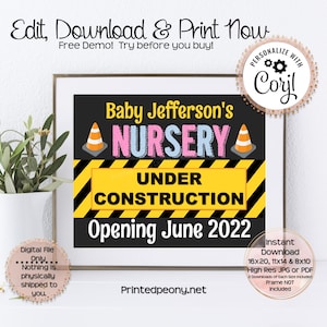 Nursery Under Construction Pregnancy Announcement Printable ...