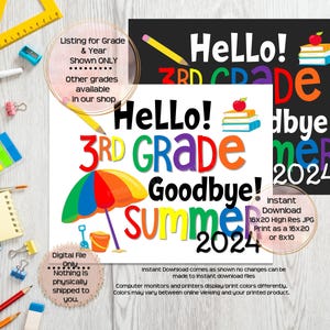 First Day of Third Grade Printable Sign First Day of School Sign 3rd ...