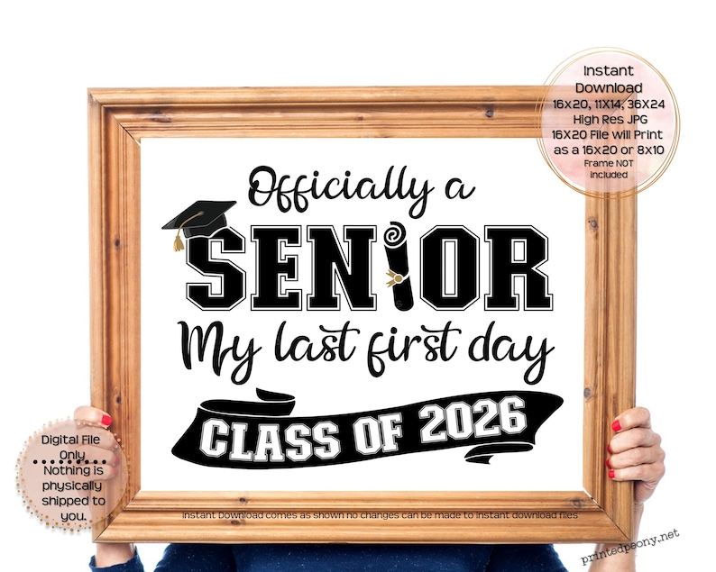 First Day of Senior Year Printable Sign First Day of School Sign 12th ...