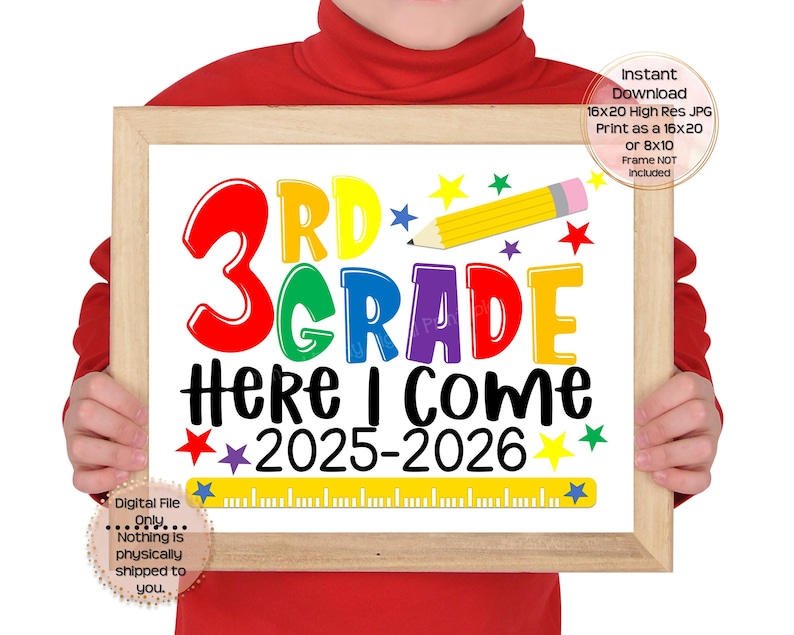 First Day of Third Grade Printable Sign First Day of 3rd Grade Photo ...