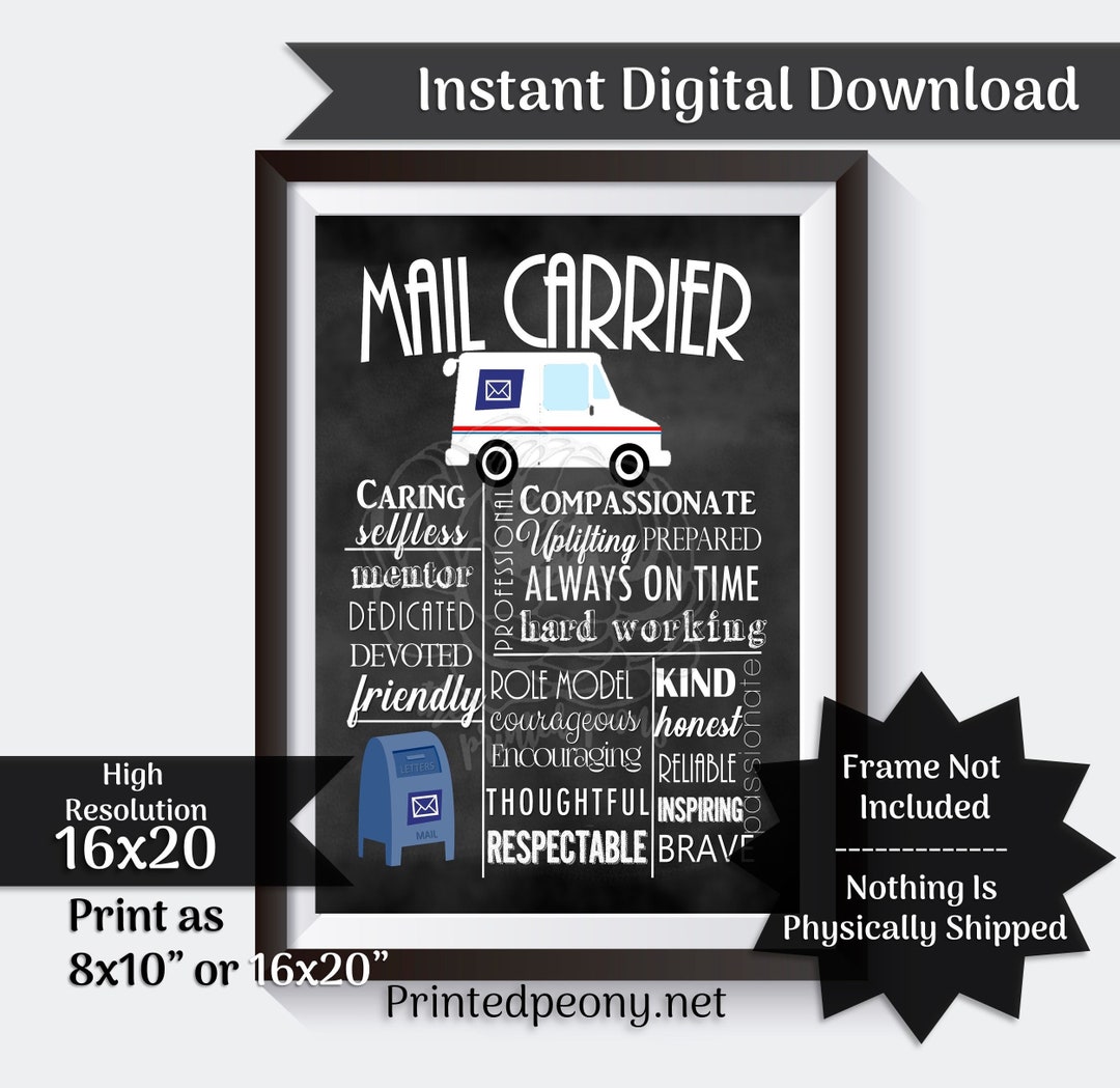 Mail Carrier Wall Art Gift for Mail Carrier Mailman Gift for Mailman ...