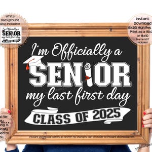 First Day of Senior Year Printable Sign First Day of School Sign 12th ...