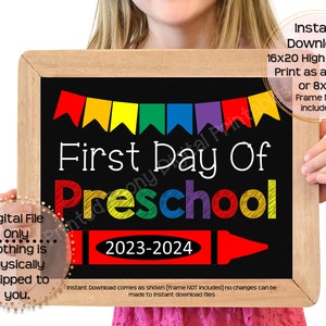 First Day of Preschool Printable Sign 1st Day of School Sign Pre-k ...