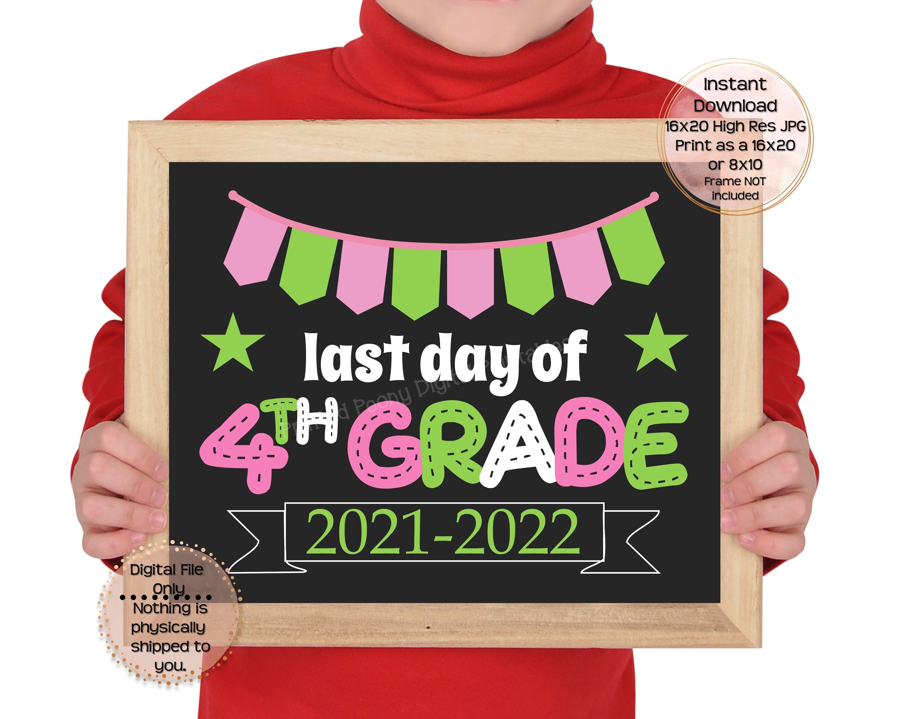Last Day of Fourth Grade Printable Sign End of School Sign 4th | Etsy