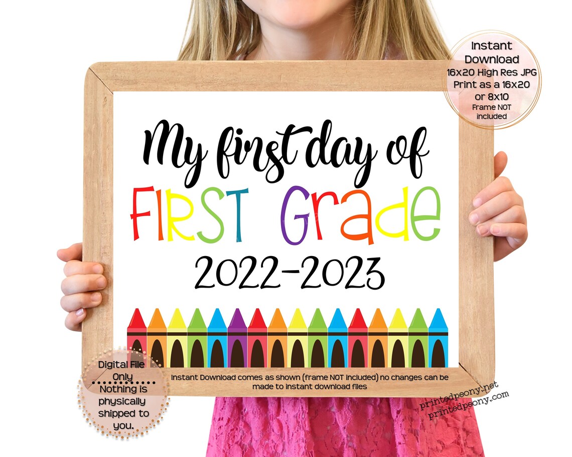 First Day of First Grade Printable Sign First Day of School - Etsy