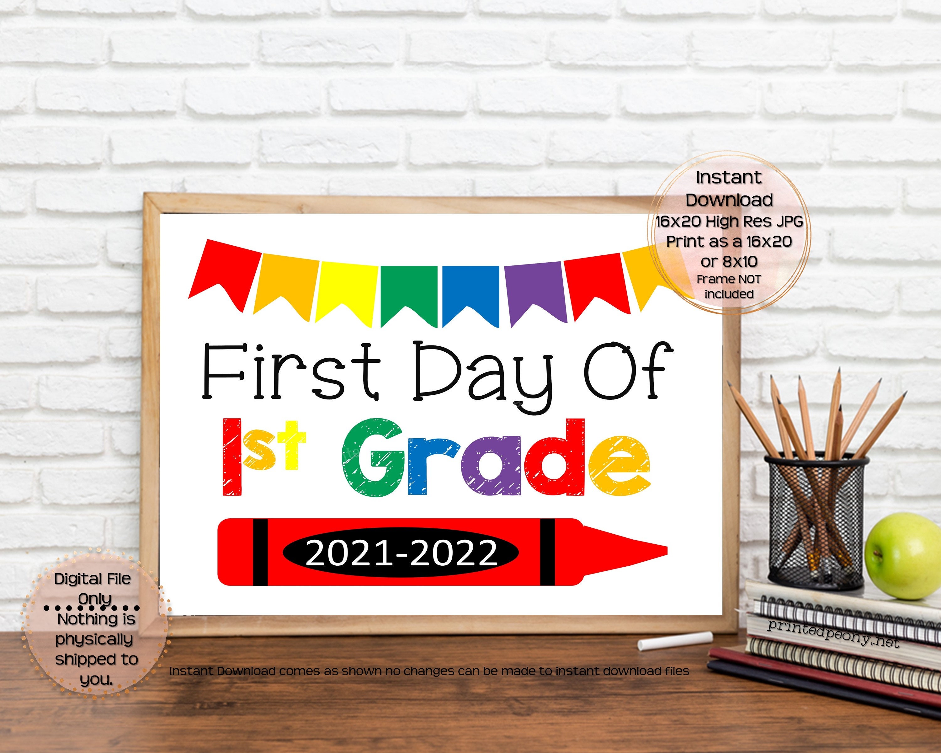 First Day of First Grade Printable Sign First Day of School | Etsy