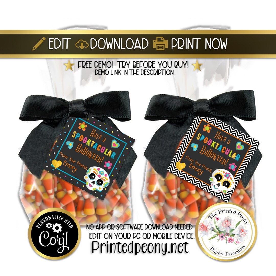 PRINTABLE Halloween Treat Bag Toppers Halloween Party Favors Treat Bag ...