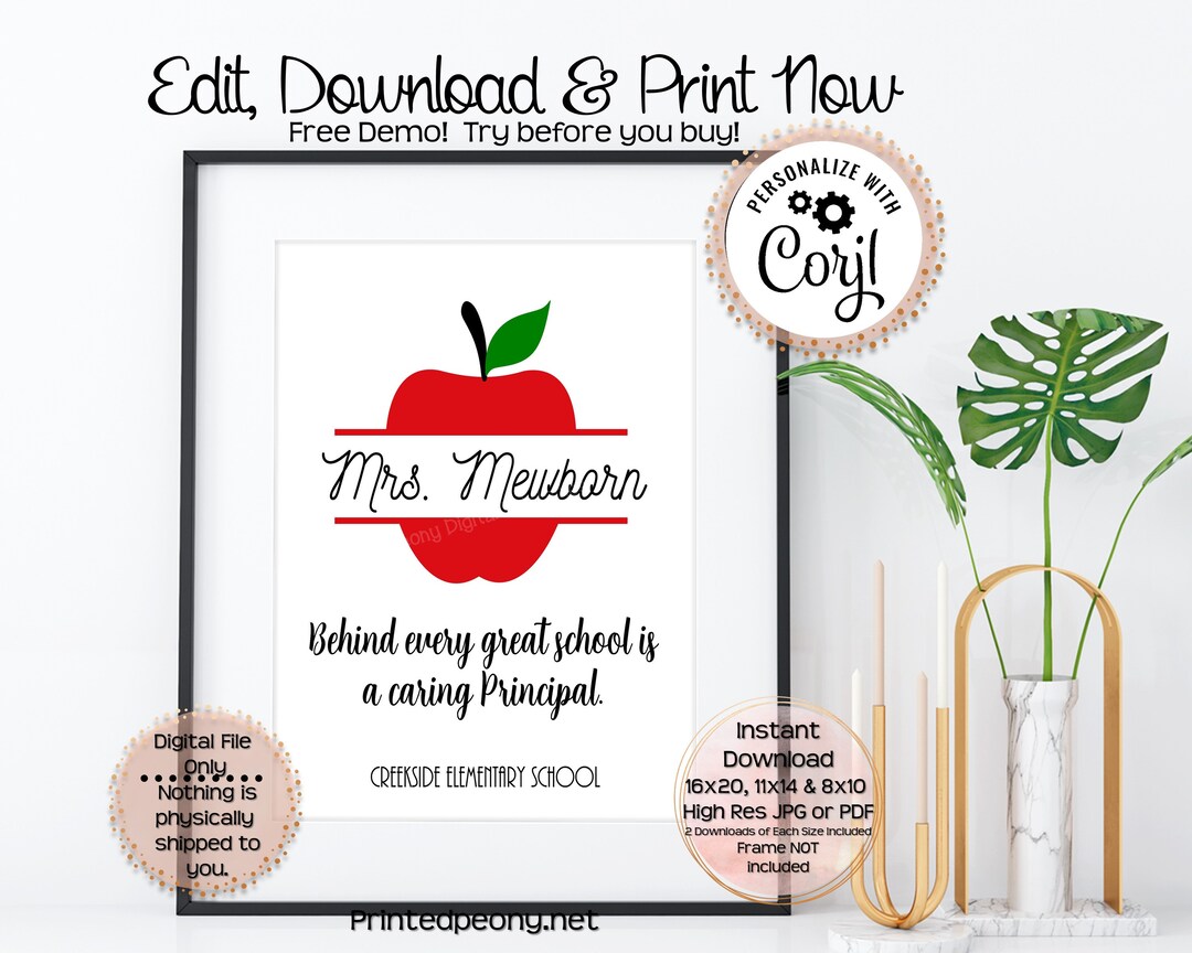 Personalized Printable Principal Gift Chalkboard Gift for Boss Thank ...