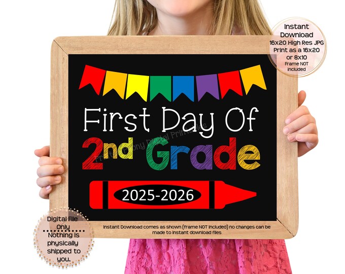 FIRST Day of 2nd GRADE Sign Printable 2nd Grade School Sign 2nd Grade ...