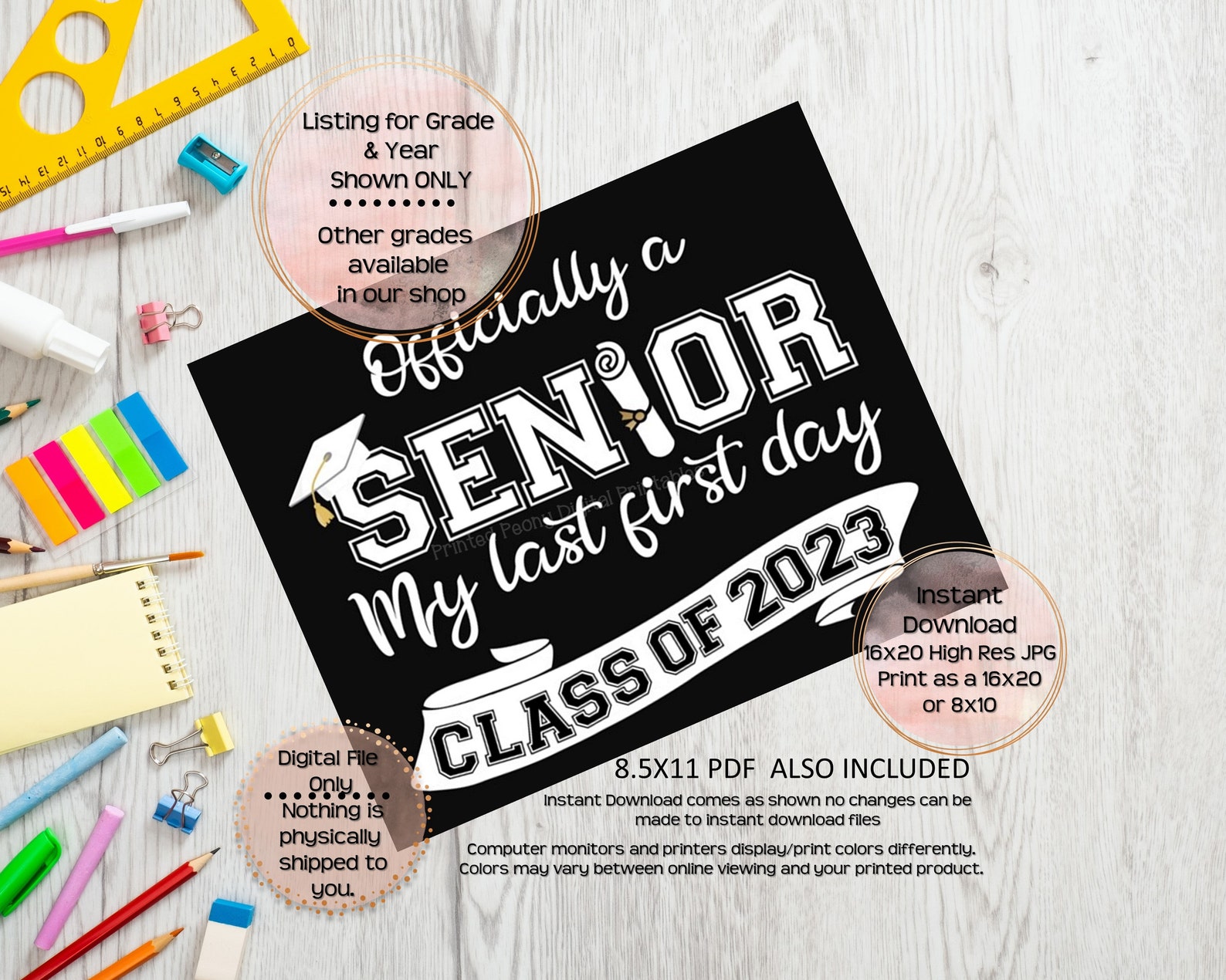 First Day of Senior Year Printable Sign First Day of School - Etsy