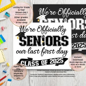 First Day of Senior Year Printable Sign First Day of School Sign Twin ...