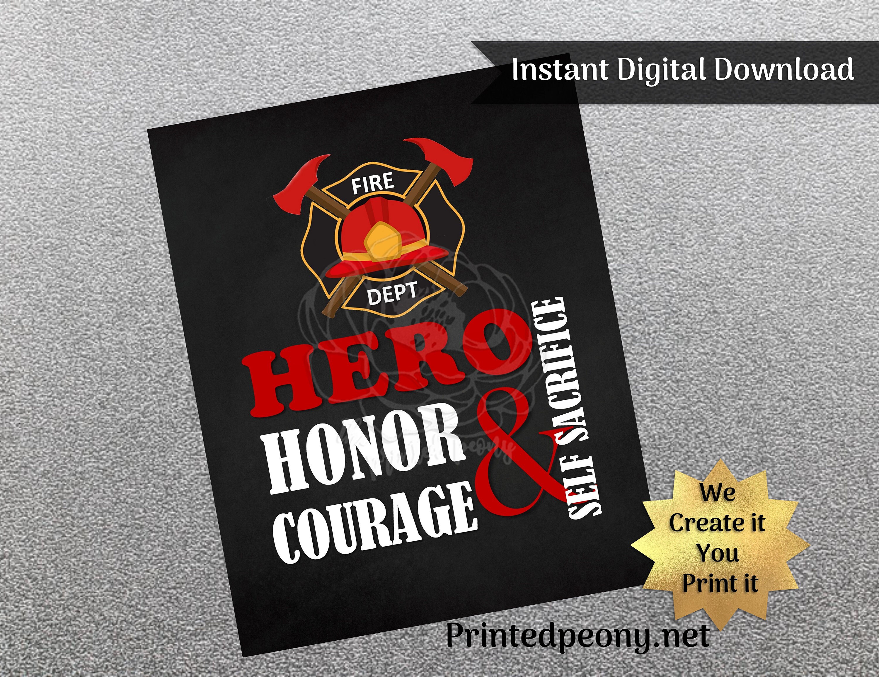 Firefighter Wall Art Chalkboard Gift For Firefighter Volunteer | Etsy