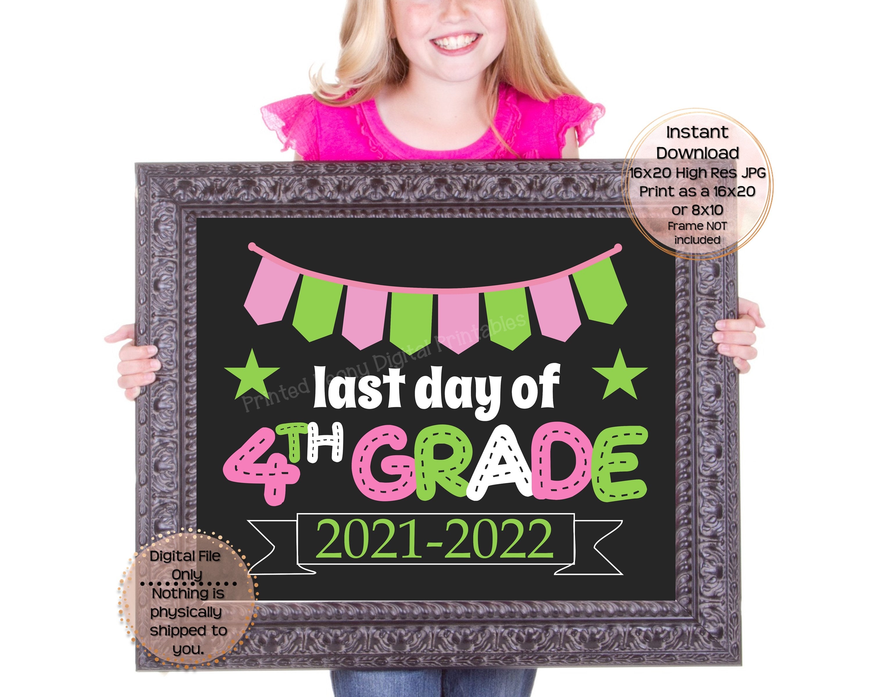 Last Day of Fourth Grade Printable Sign End of School Sign 4th | Etsy