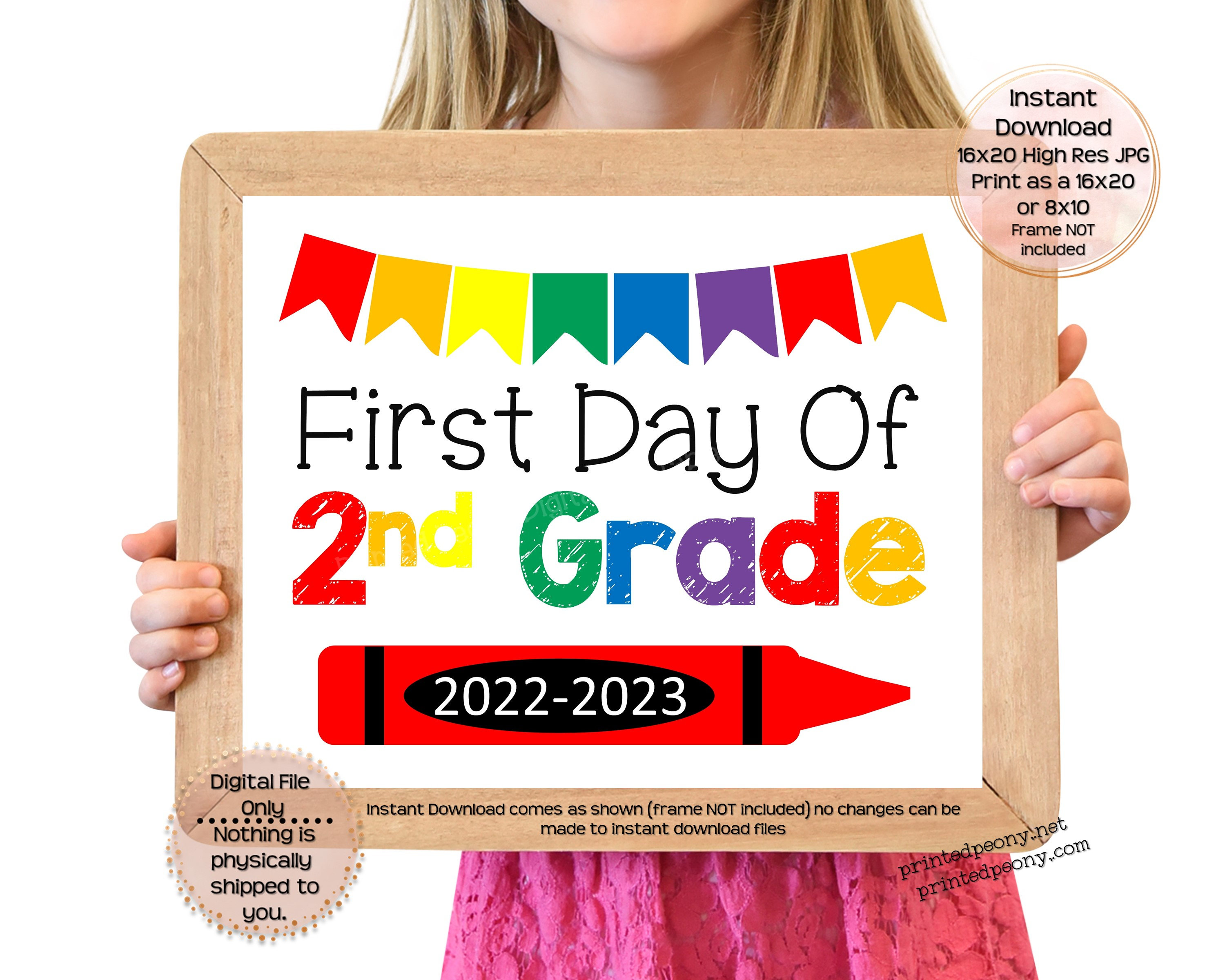 First Day of Second Grade Printable Sign First Day of School - Etsy