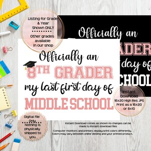 First Day of Eighth Grade Printable Sign First Day of School Sign 8th ...