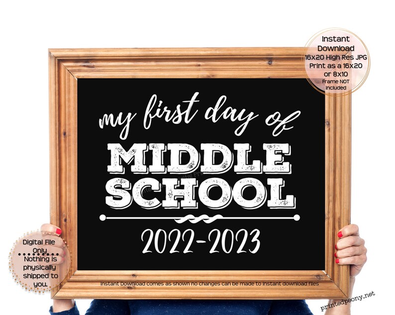 First Day of Middle School Printable Sign 1st Day of School - Etsy