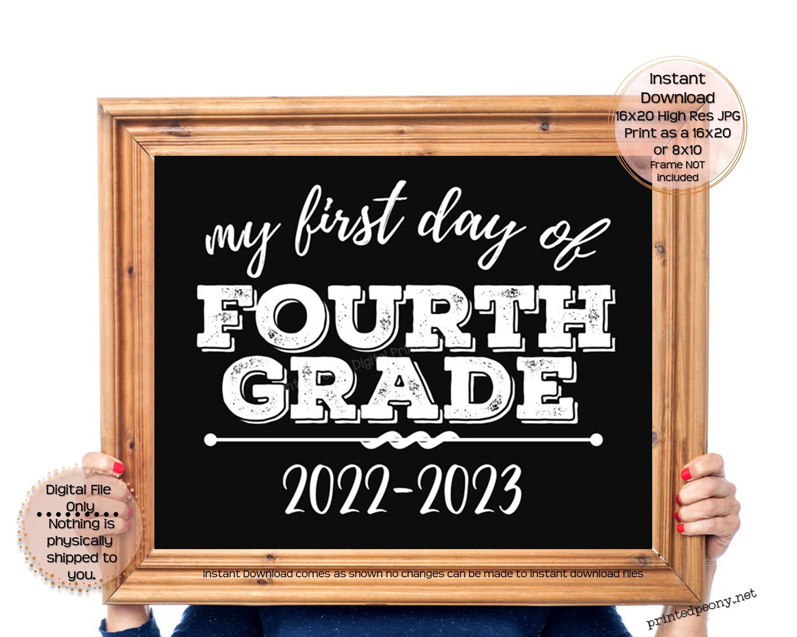 First Day of Fourth Grade Printable Sign First Day of School - Etsy