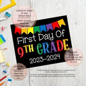 First Day of Ninth Grade Printable Sign First Day of High School Sign ...