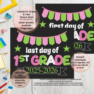 First Day of First Grade Printable Sign End of School Sign 1st Grade ...