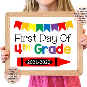 First Day of Fourth Grade Printable Sign First Day of School | Etsy
