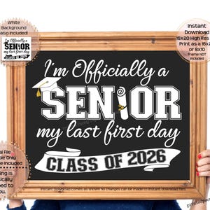 First Day of Senior Year Printable Sign First Day of School Sign 12th ...