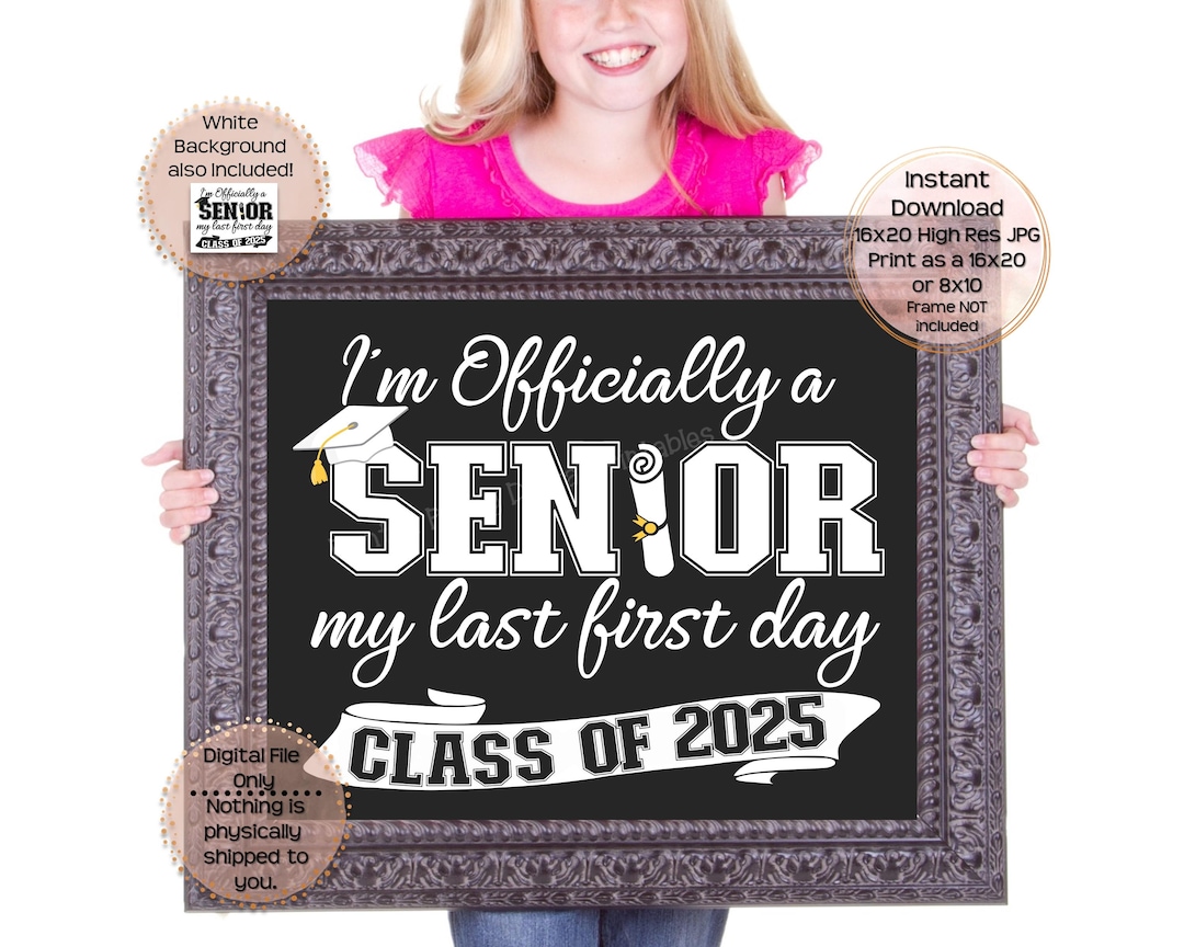 First Day of Senior Year Printable Sign First Day of School Sign 12th ...