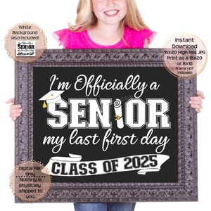 First Day of Senior Year Printable Sign First Day of School Sign 12th ...