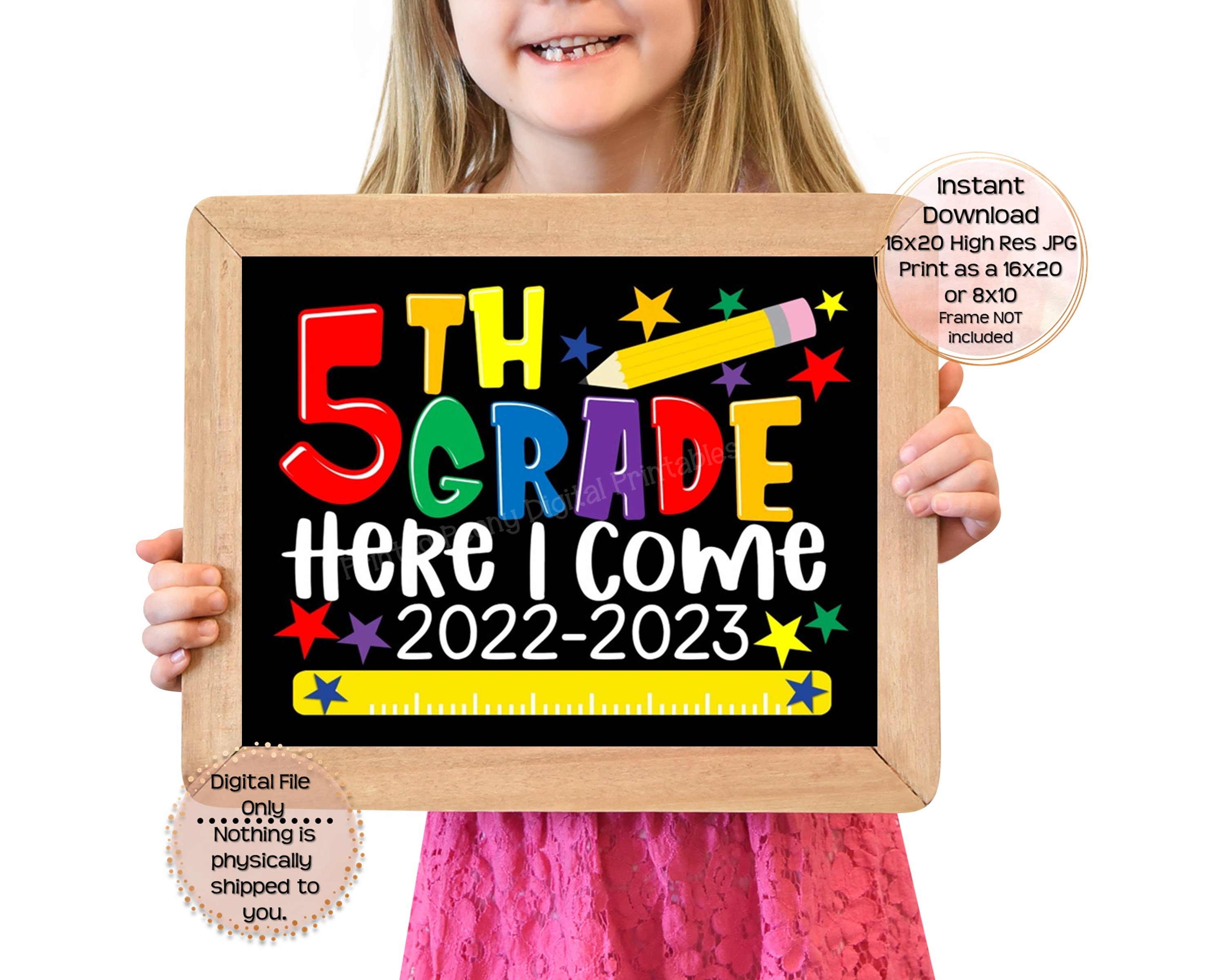 First Day of Fifth Grade Printable Sign 1st Day of School Sign - Etsy