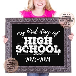 First Day of Ninth Grade Printable Sign First Day of High - Etsy