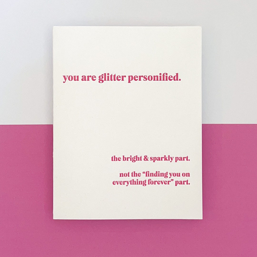 Glitter Personified Funny Letterpress Card - Etsy