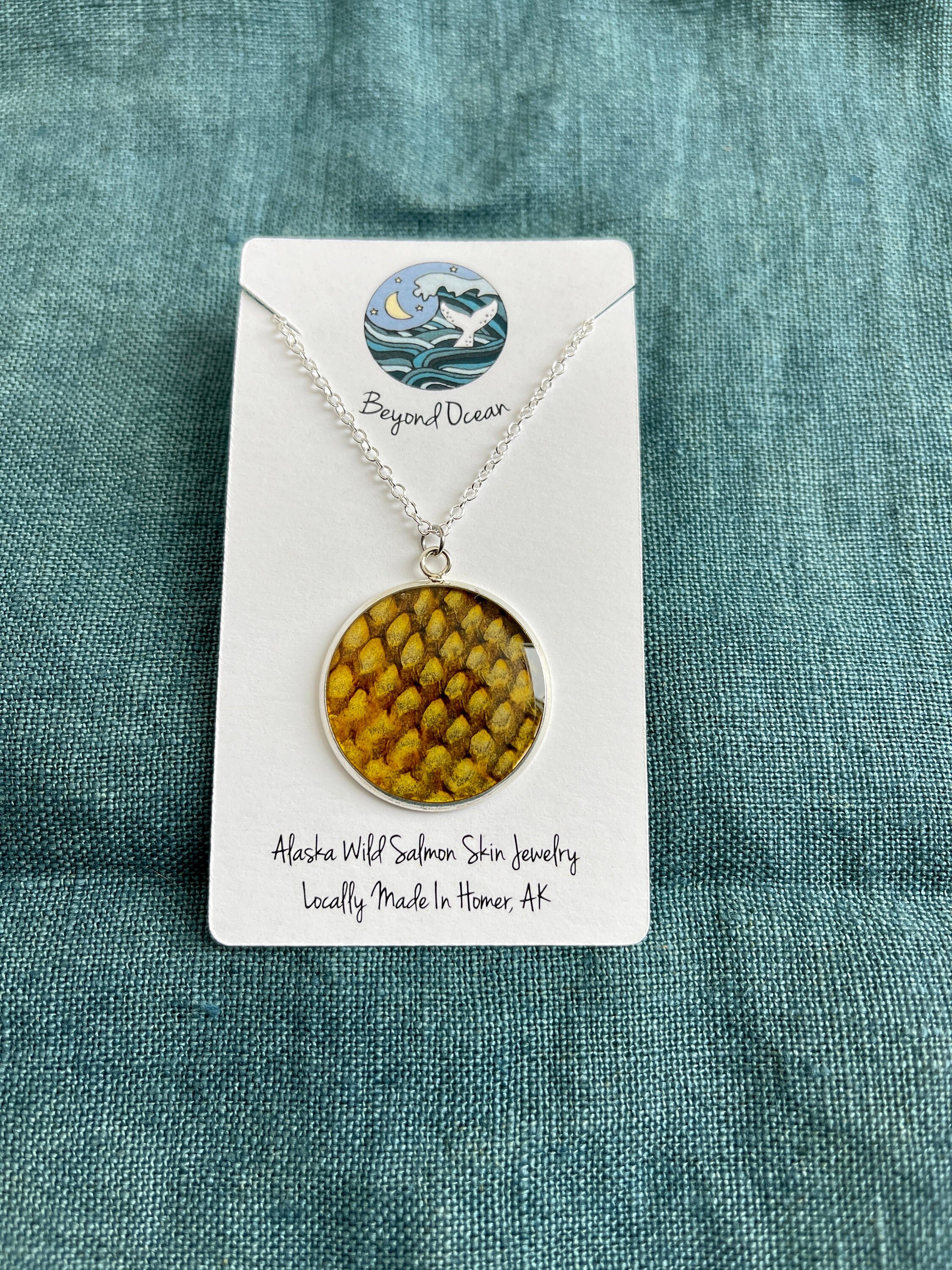 Alaska Wild Salmon Skin Pendant, Ocean Necklace, Upcycled Jewelry - Etsy