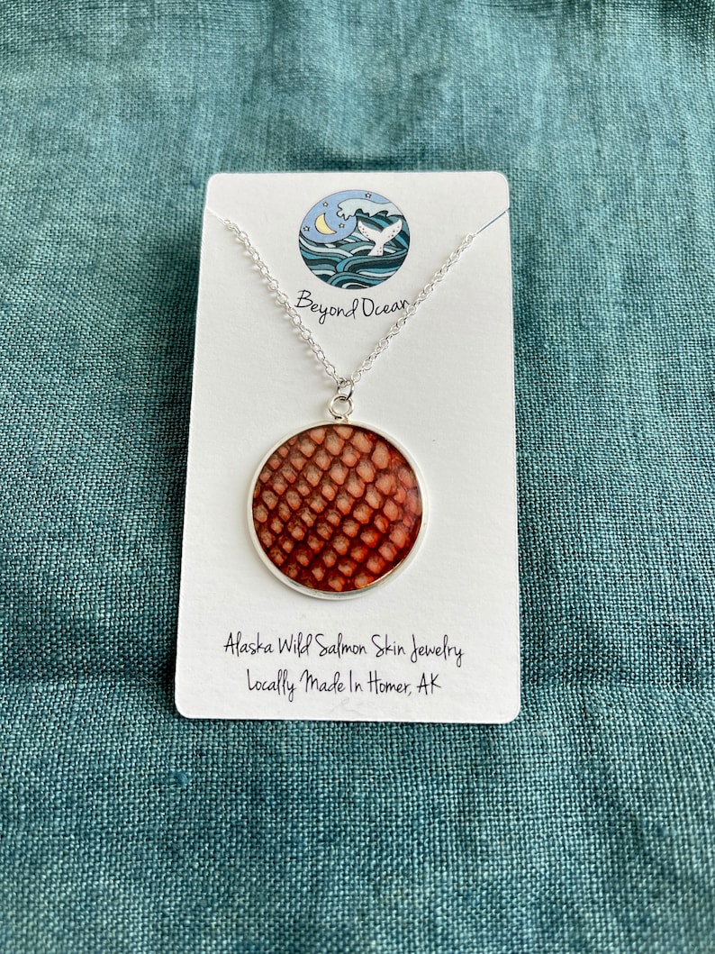 Alaska Wild Salmon Skin Pendant, Ocean Necklace, Upcycled Jewelry - Etsy