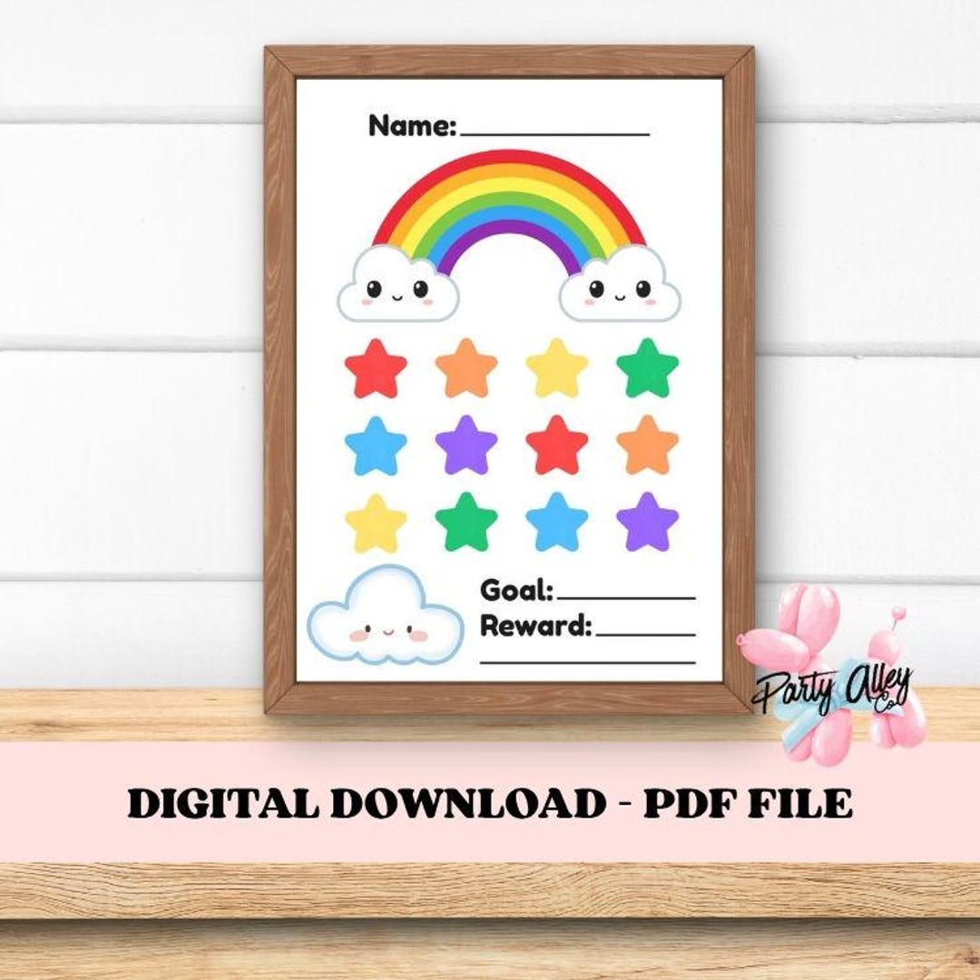 Rainbow Reward Chart: Kids Goal Tracker, Behavior Incentive (PDF ...