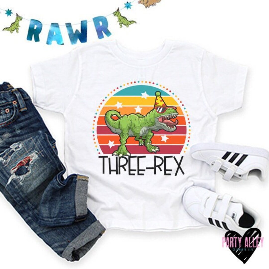 Three Rex Birthday Shirt T-rex Birthday Dinosaur Birthday Party 3rd T ...