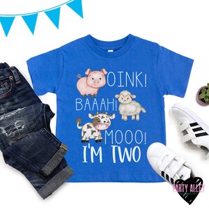 Oink Bah Moo I'm Two Shirt Farm Birthday Shirt Barn - Etsy