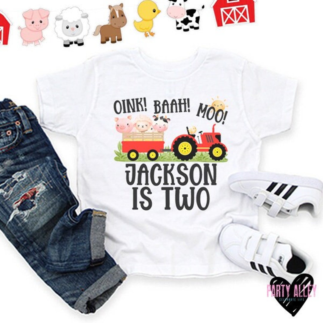 Personalized Oink Bah Moo I'm Two Shirt | Farm Birthday Shirt | Barn ...
