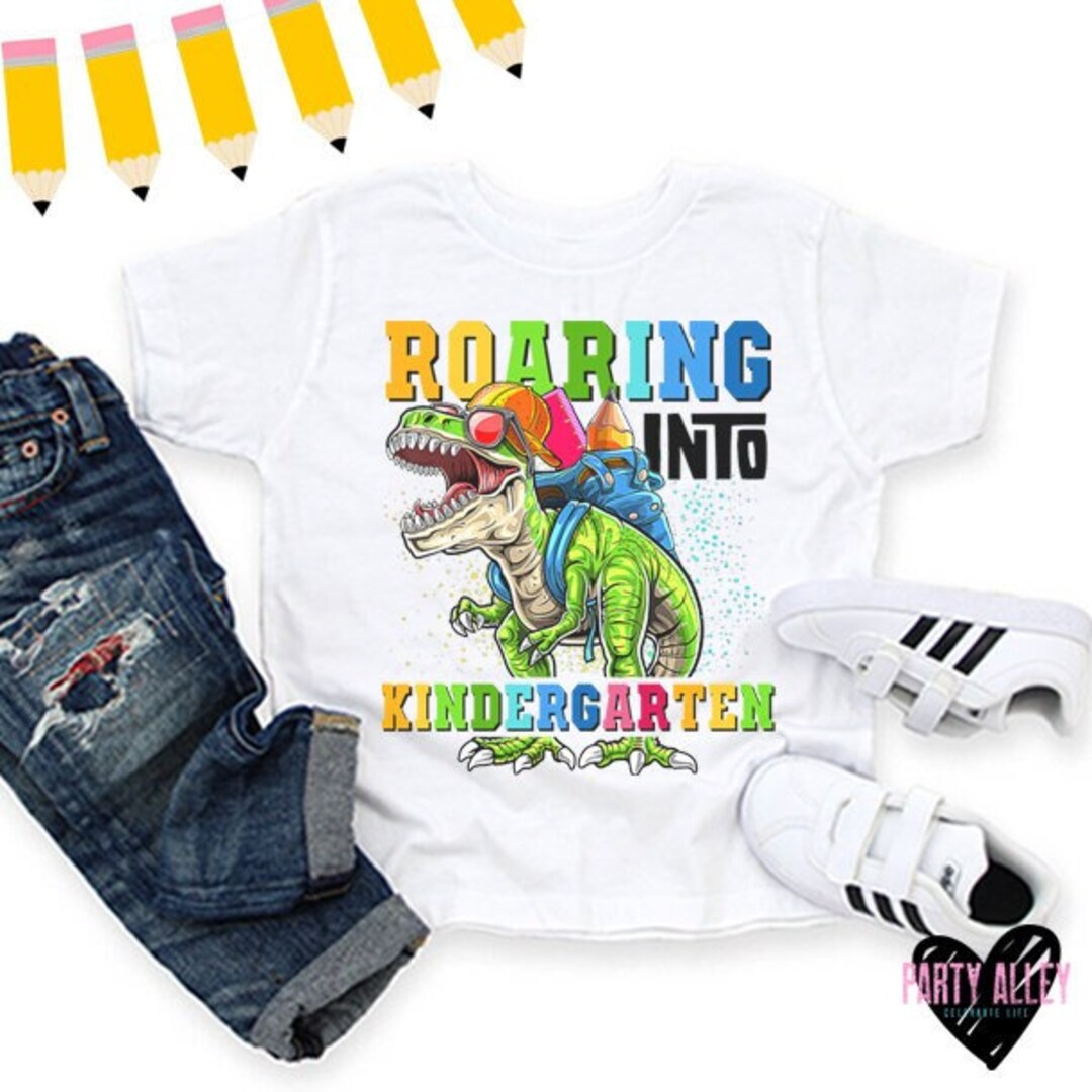 Roaring Into Kindergarten Shirt T-rex Back to School Tee - Etsy