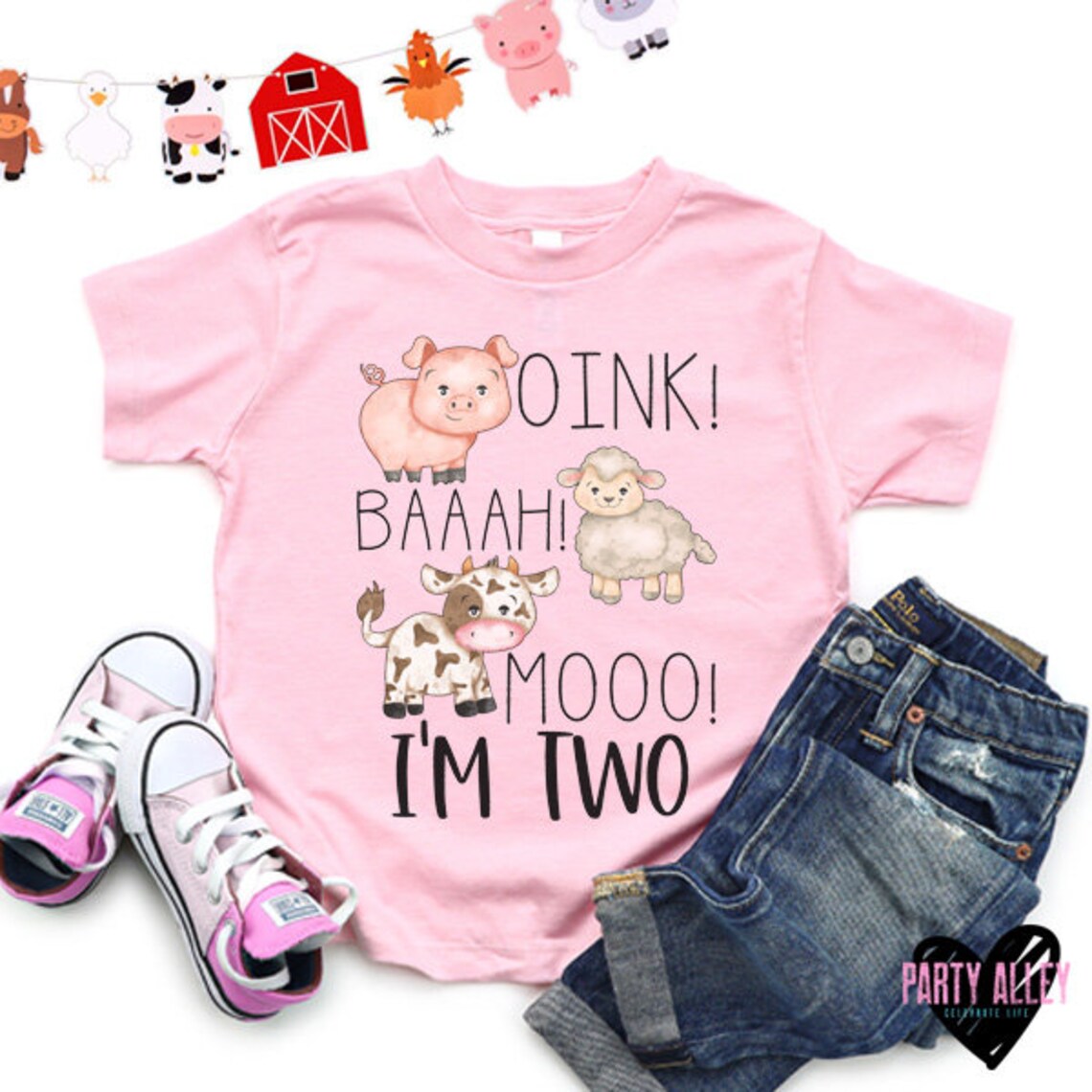 Oink Bah Moo I'm Two Shirt Farm Birthday Shirt Barn - Etsy