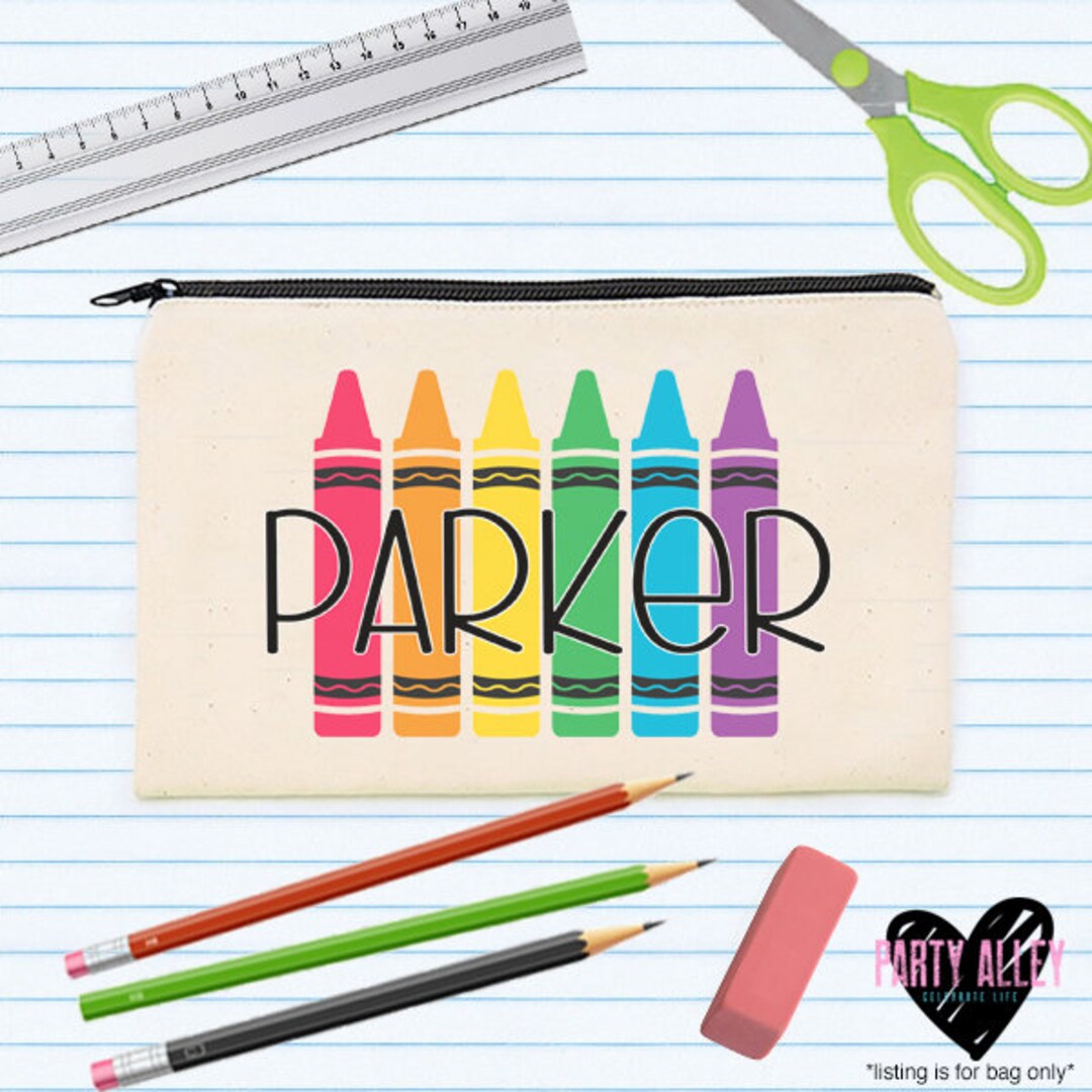 Crayons Pencil Bag With Name Pencil Pouch Kids Pencil Bag Back to ...