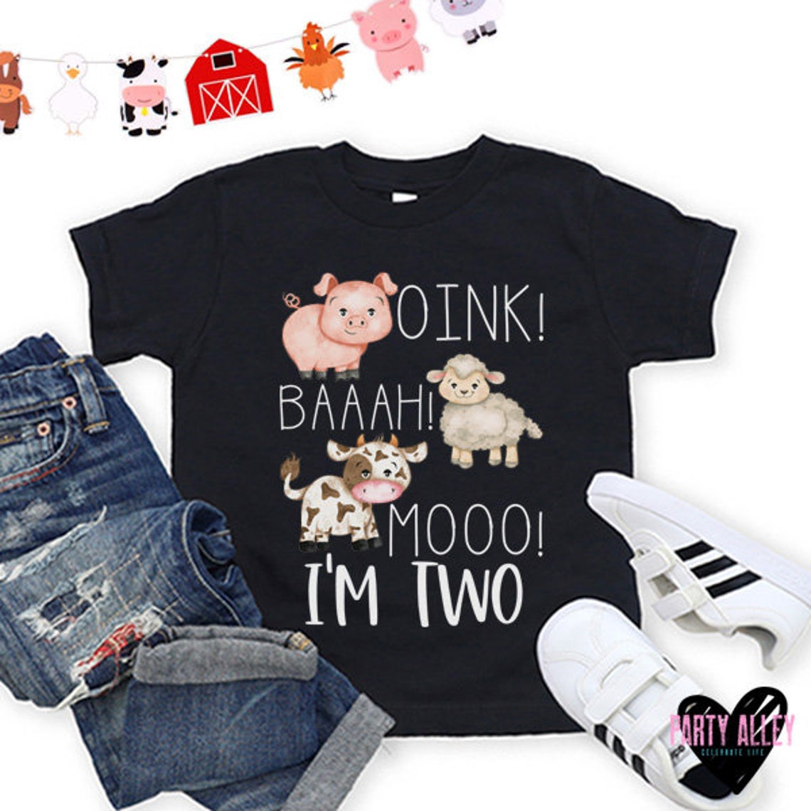 Oink Bah Moo I'm Two Shirt Farm Birthday Shirt Barn - Etsy