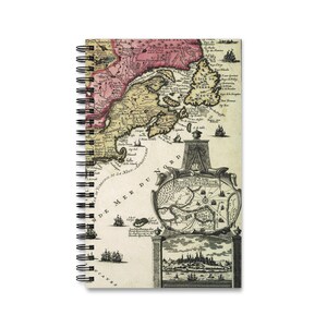 A5 Old Map Spiral Bound Notebook, Lined or Square Grid Travel Journal ...