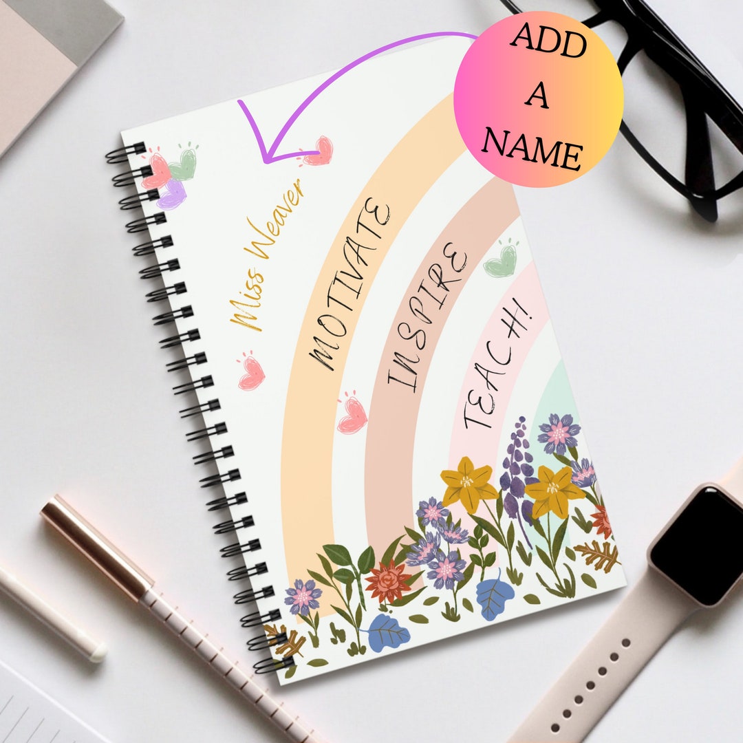 Personalised Teacher Gift Notebook Journal, Spiral Bound, Blank, Lined ...