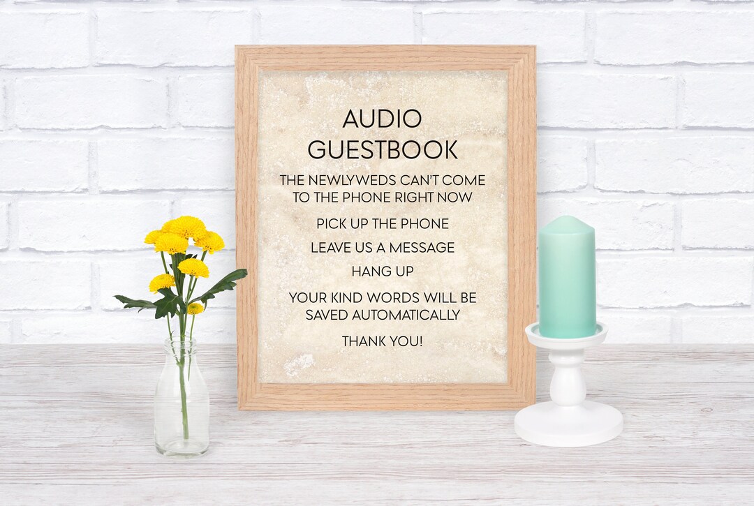 Audio Guestbook Sign, Travertine Sign, Wedding Guestbook Sign, 8 X 10 ...