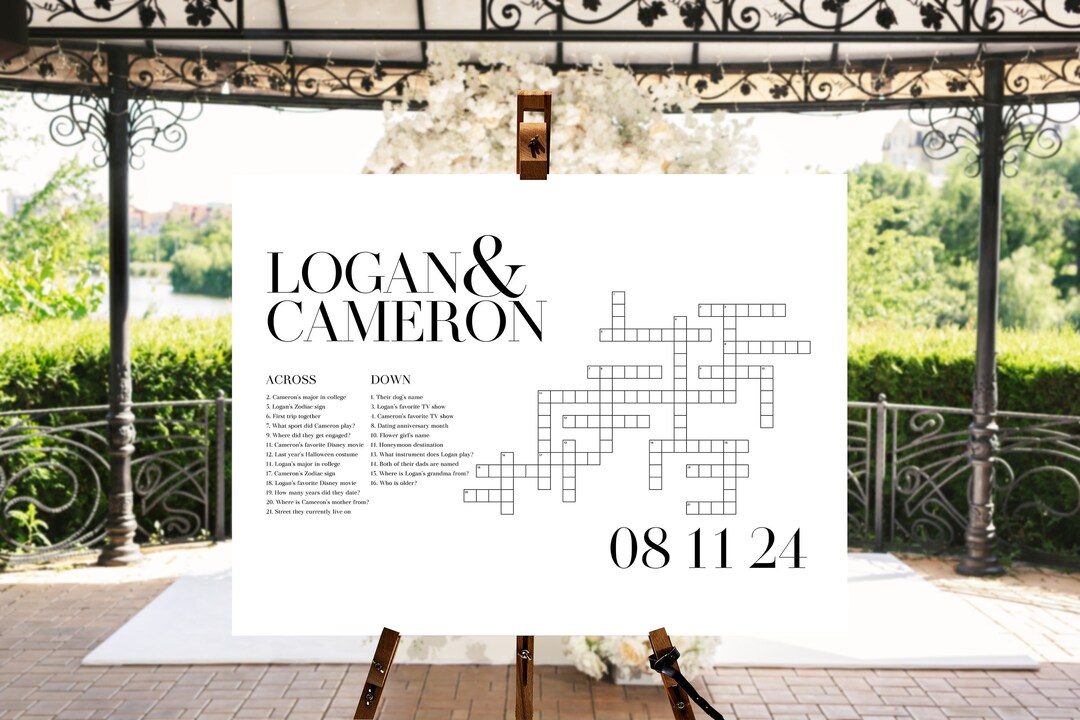 Wedding Crossword Puzzle, Custom Crossword for Cocktail Hour, Wedding ...