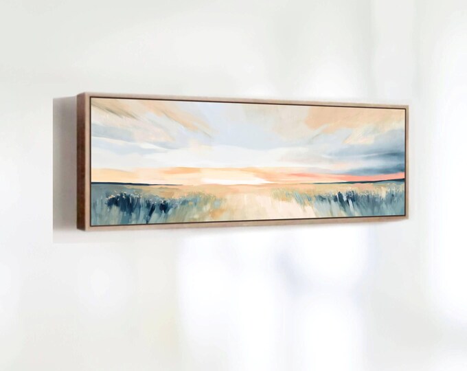 Panoramic Landscape Art, Long Horizontal Sunset Wall Art in Pastel ...
