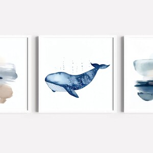 Coastal Wall Art, Abstract Watercolor Prints, Ocean Themed Decor, Set ...